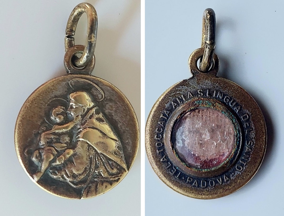 1/2" St Anthony Vintage Relic Medal Touched to Tongue of Padua Saint ...