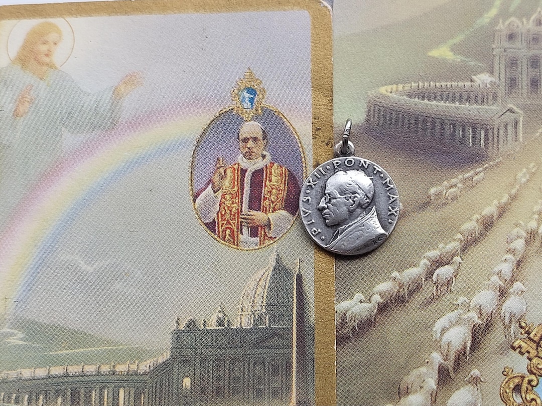 Vintage 1950 Medal + Pope Pius XII Card for Annus Sanctus Roma/holy ...