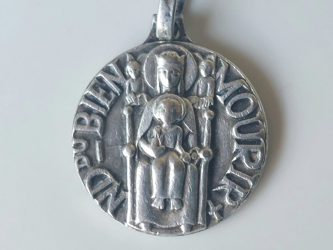 3/4 OLO Happy Death Vintage Medal: Round French Modern Catholic Fernard ...