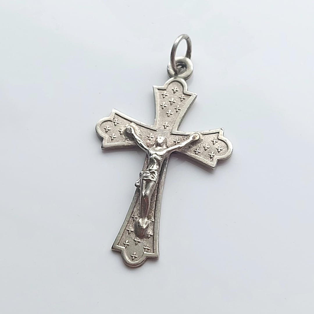 Vintage White Bronze Patonce Crucifix—silver-colored French Cross ...