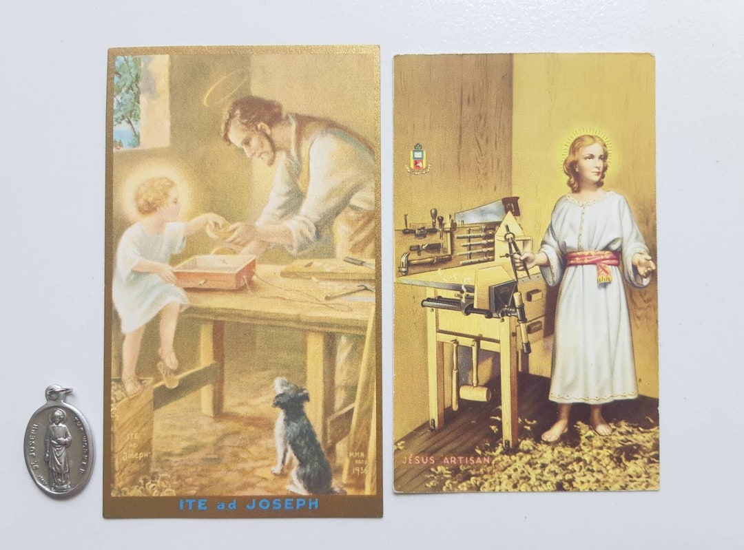 Joseph the Worker Medal Cards: Gilded Ite Ad St Joseph Prayer Card ...