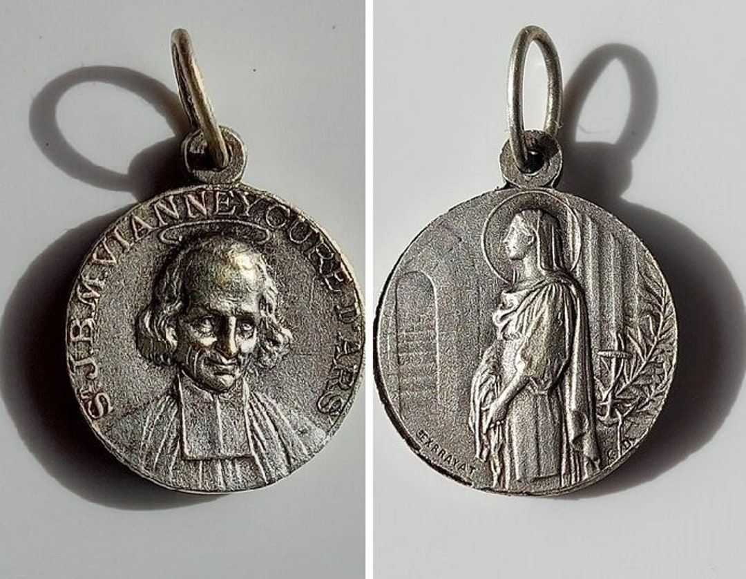 1/2" St Philomena + John Vianney Exbrayat Medal W Curé D'ars/french ...