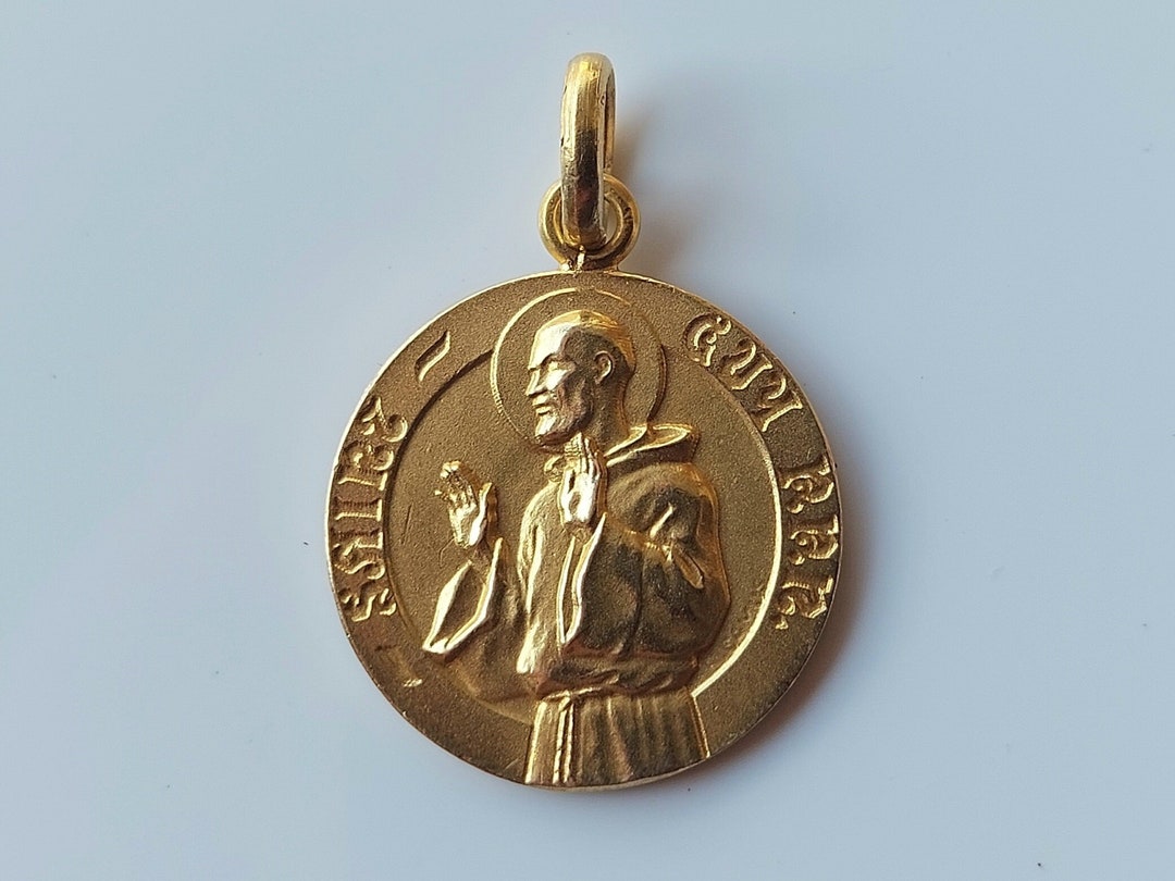 St Guy of Anderlecht Gold-plated Medal Signed Camus--vintage Catholic ...