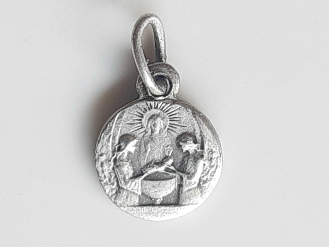 TINY Baptism Medal With Guardian Angels Holding Child for Baptism by ...