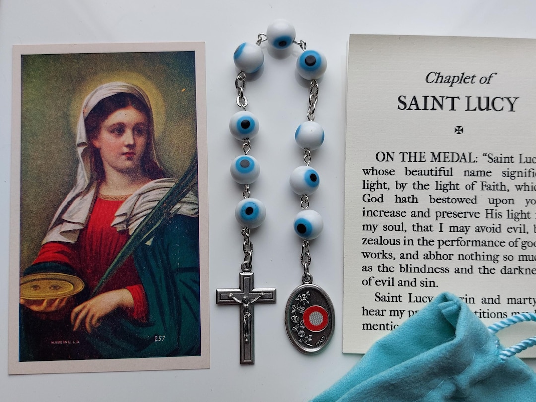 St. Lucy Relic Chaplet Vintage Holy Card: Optometrist, Ophthalmologist ...