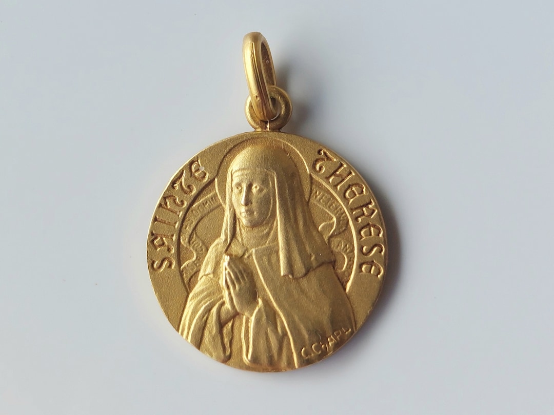 Vintage St Teresa of Avila Gold-plated Medal Signed C Charl--carmelite ...