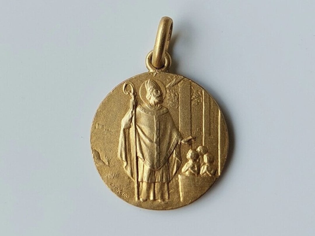 St Nicholas Gold-plated Vintage Medal: Bari Bishop of Myra, Children ...