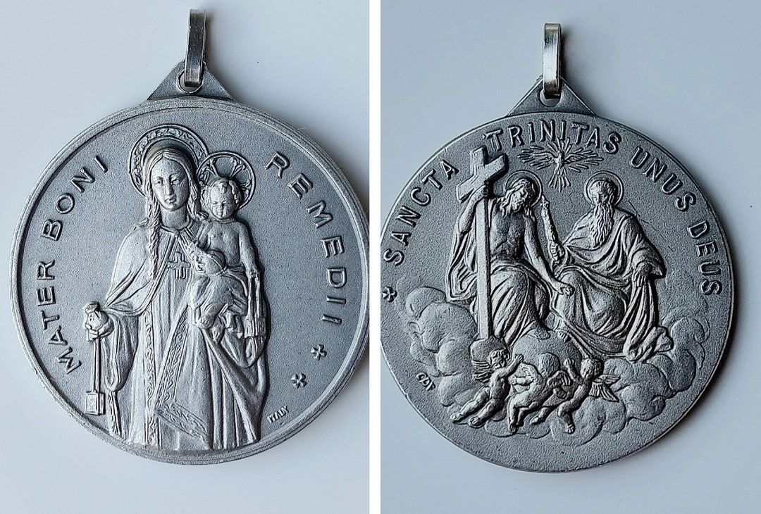 Large OLO Good Remedy Holy Trinity Vintage Catholic Medal Signed ...