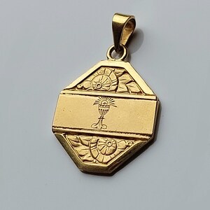 Rolled Gold First Holy Communion Medal—chalice & Host, Baptism Shell ...