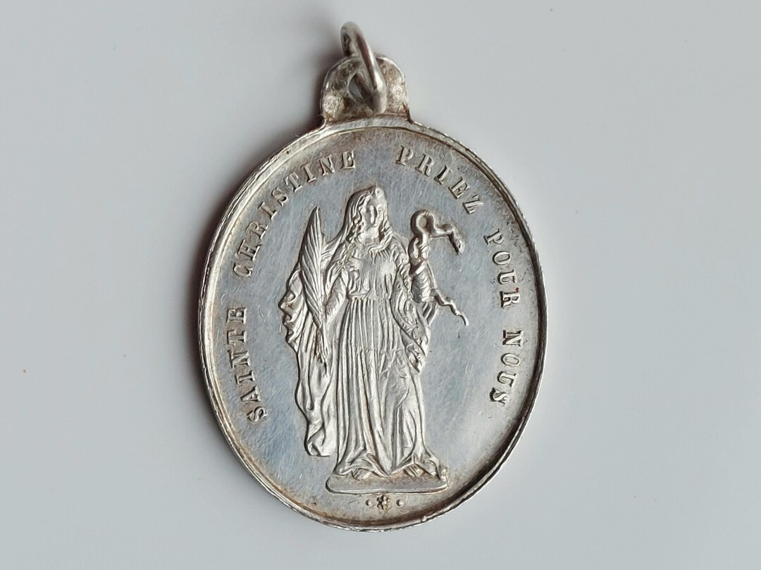 THIN St Christina the Great, Martyr Medal—rare Antique Saint Christine ...