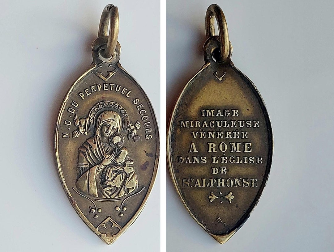 Antique Bronze Our Lady of Perpetual Help Icon Medallion—vintage ...