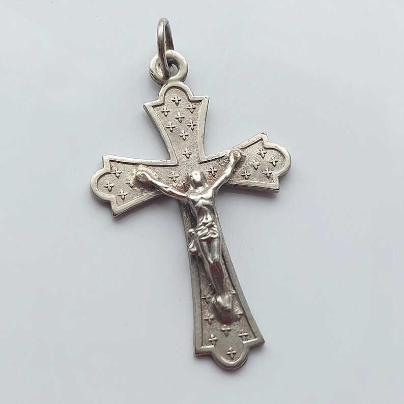 Vintage White Bronze Patonce Crucifix—silver-colored French Cross ...