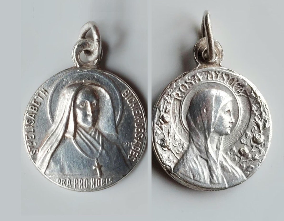 St Joan Elizabeth Bicher + Maria Rosa Mystica Medal--tiny Vintage ...