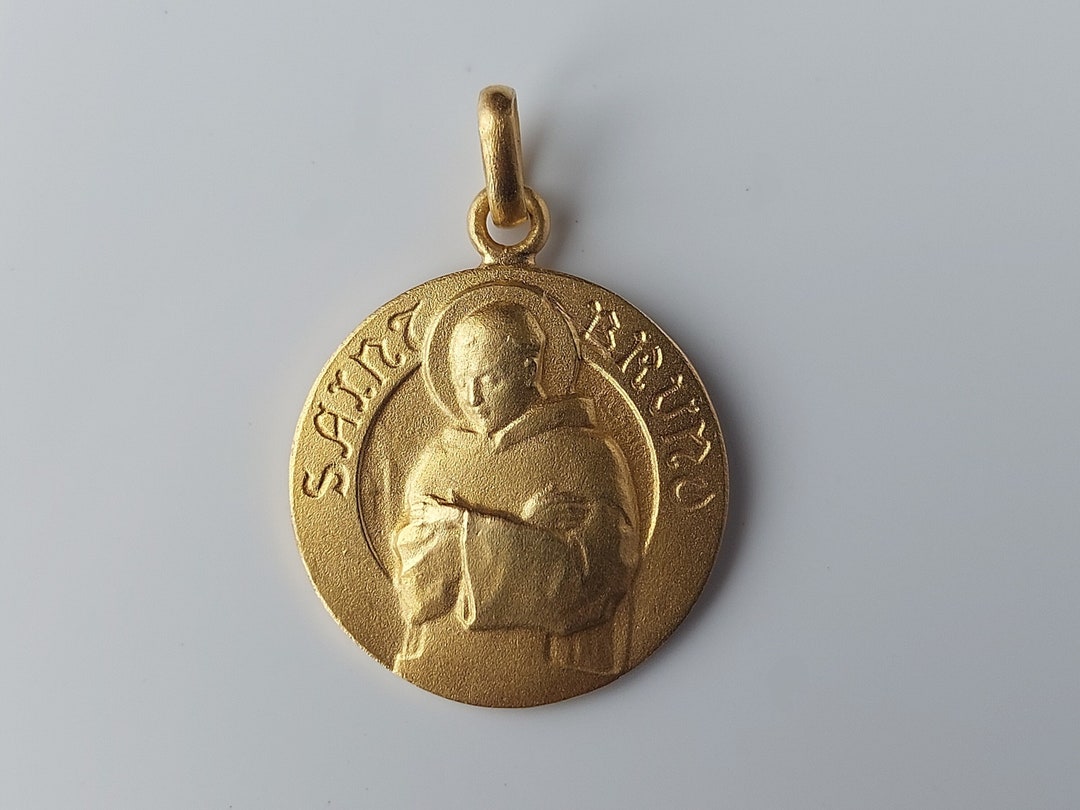 St Bruno of Cologne Gold-plated Medal: Carthusian Order Founder, Patron ...