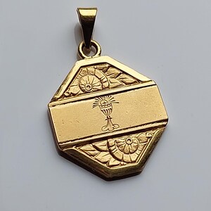 Rolled Gold First Holy Communion Medal—chalice & Host, Baptism Shell ...
