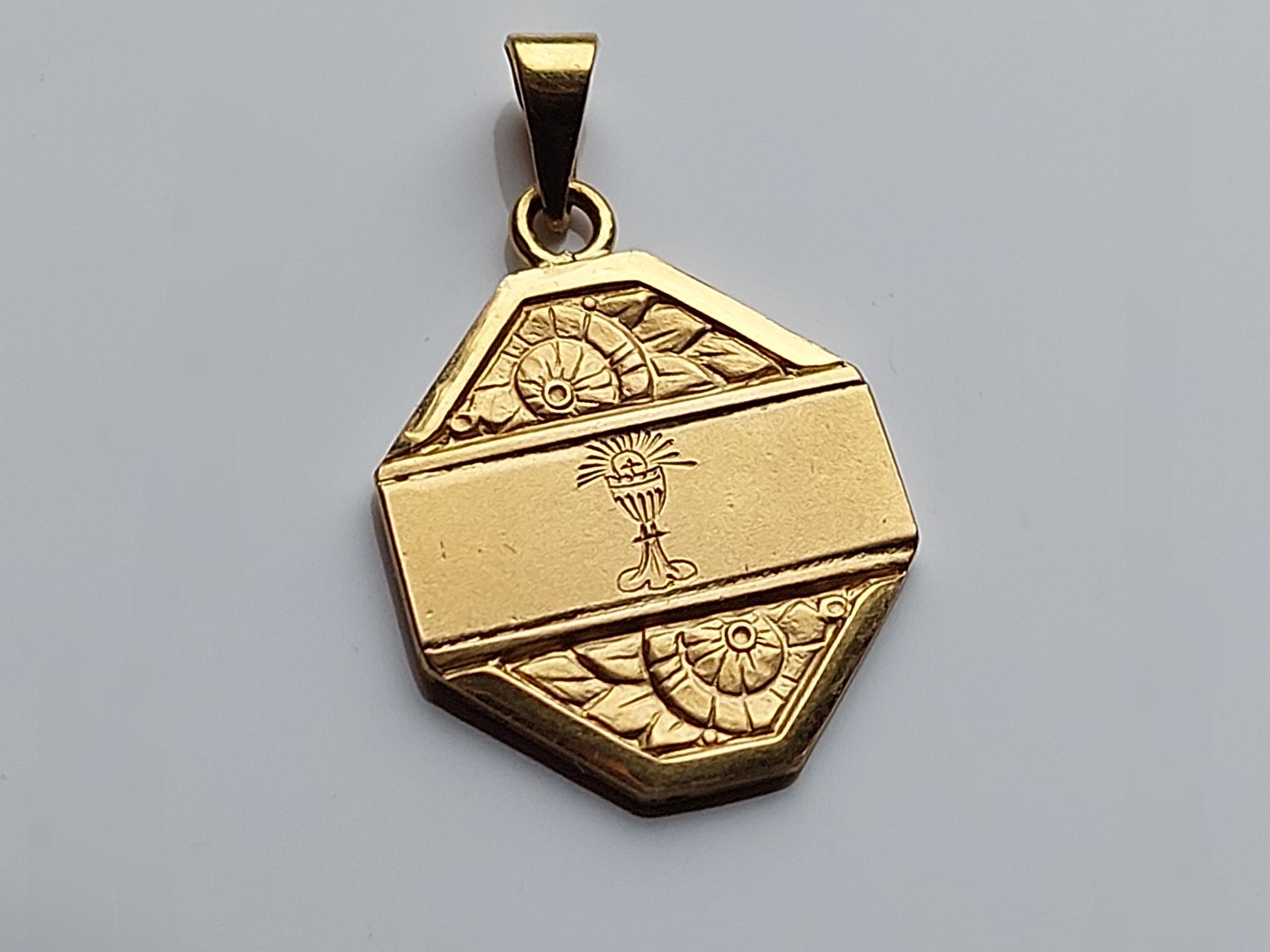 Rolled Gold First Holy Communion Medal—chalice & Host, Baptism Shell ...