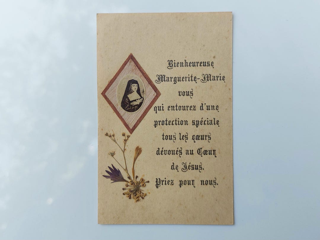 Saint Margaret Mary Alacoque Antique Relic Card—hazelnut From Paray-le ...