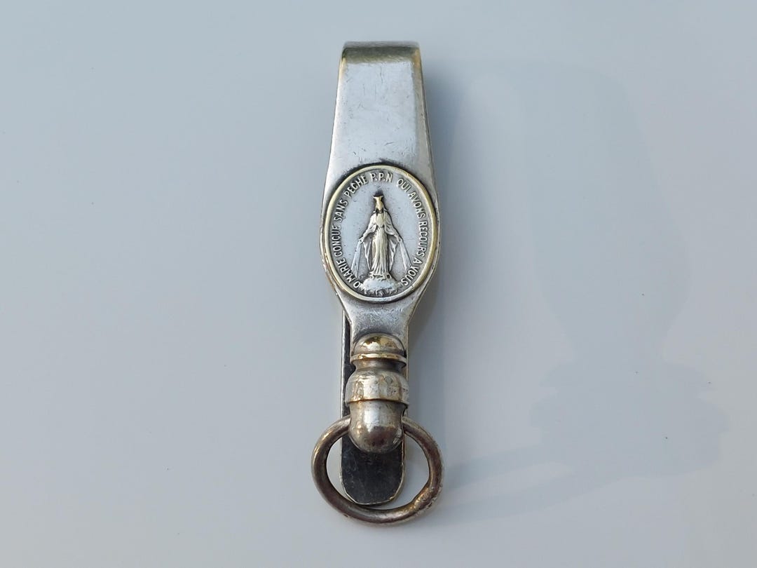 2 1/2" Antique French Habit Rosary Clip W Miraculous Medal Our Lady of ...