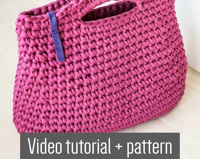 Crochet Chunky Yarn Handbag Video Tutorial and Pattern/ Crochet Pattern ...