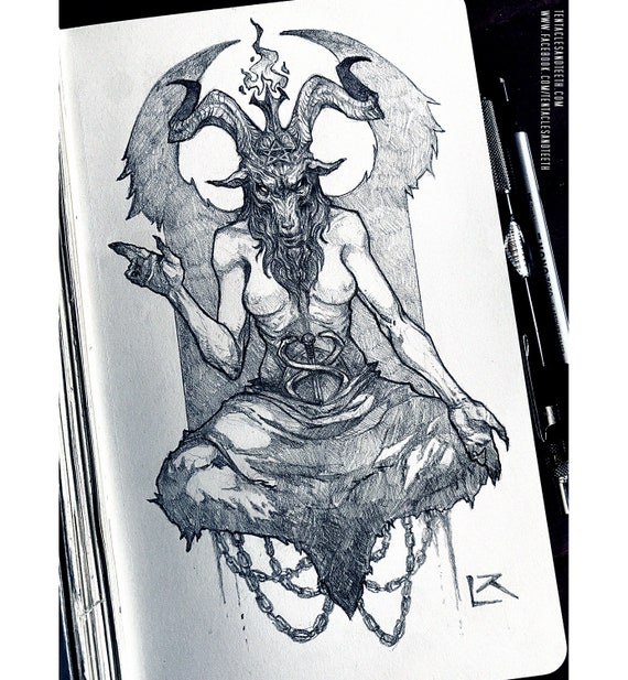 Baphomet 6x9 Archival Sketch Print Signed - Etsy