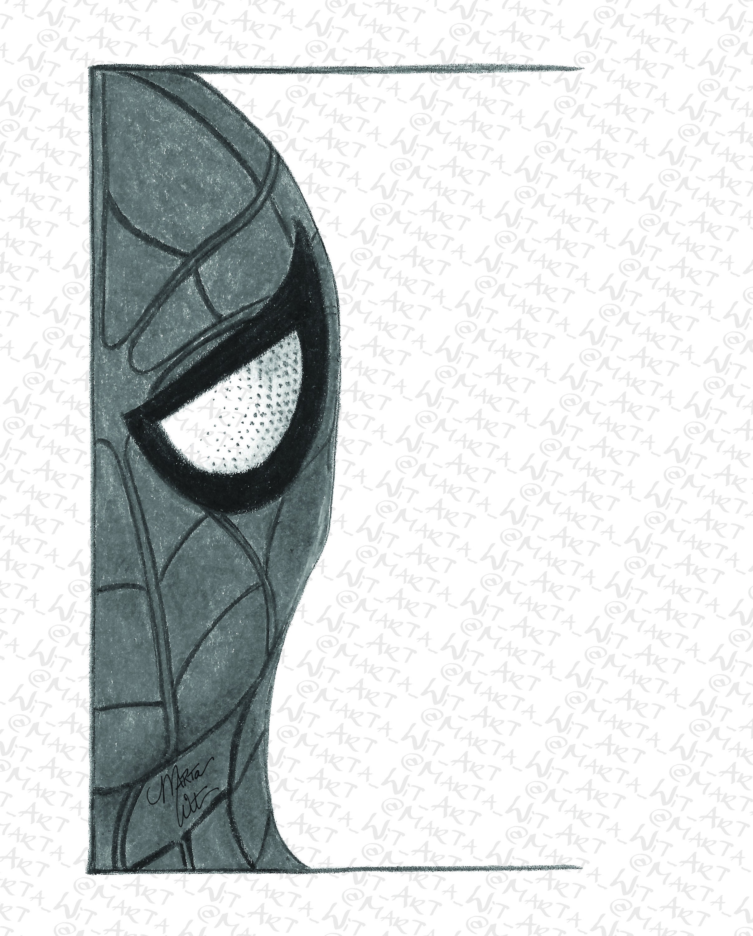 Black Spiderman Face Drawing