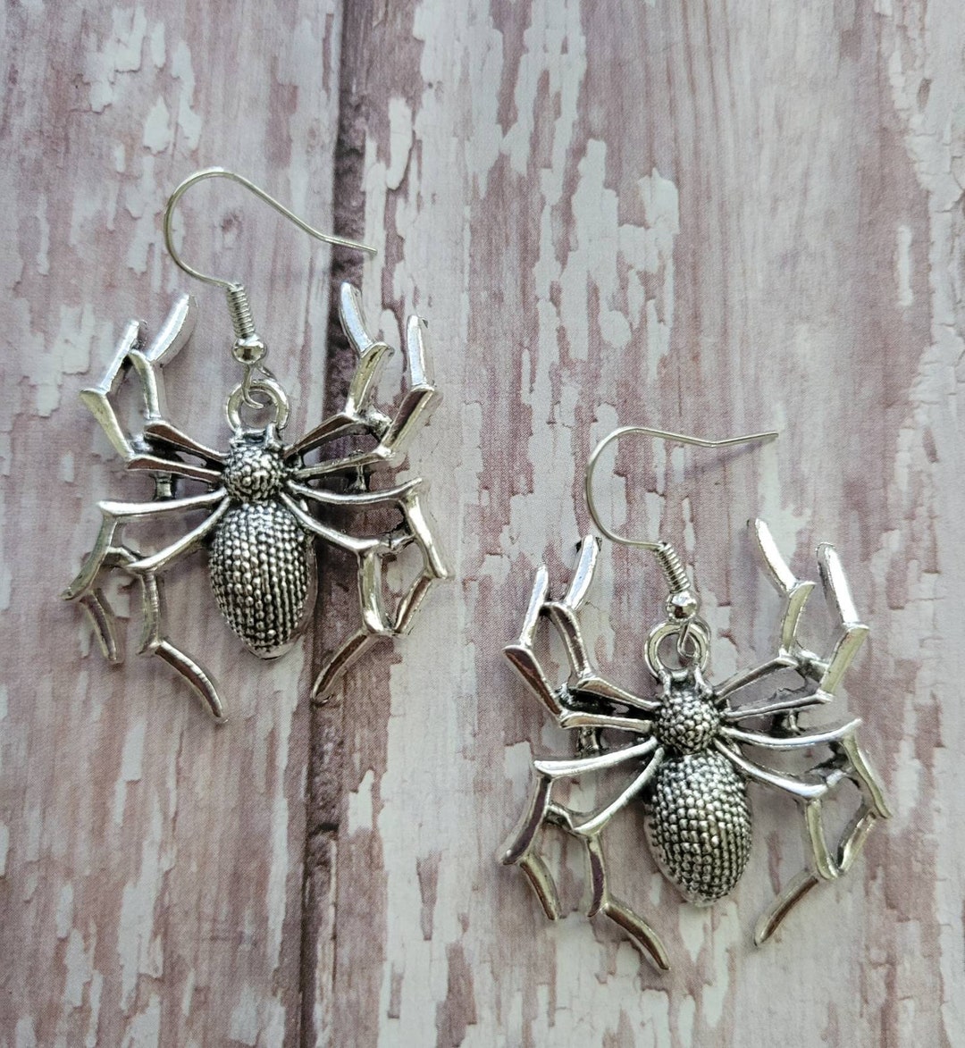 Spider Earrings Large Silver Spiders Gifts for Her - Etsy