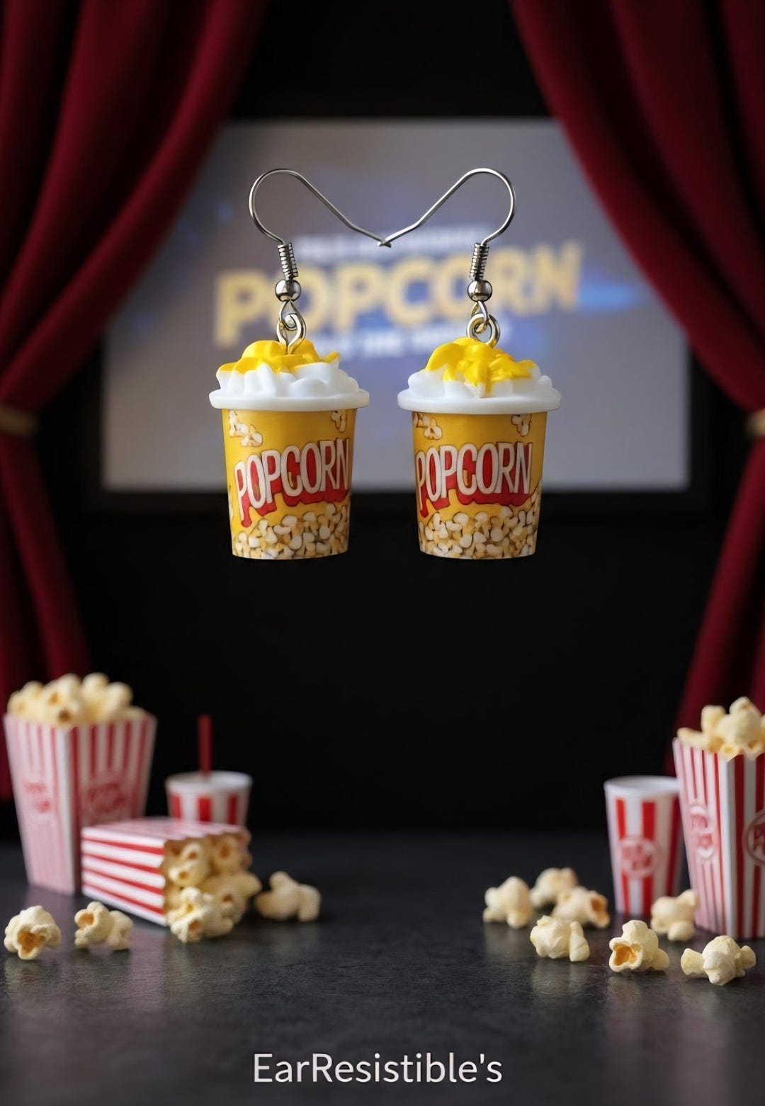 Popcorn Earrings, Kawaii Statement Earrings, Gifts for Her, Fun Kitsch ...