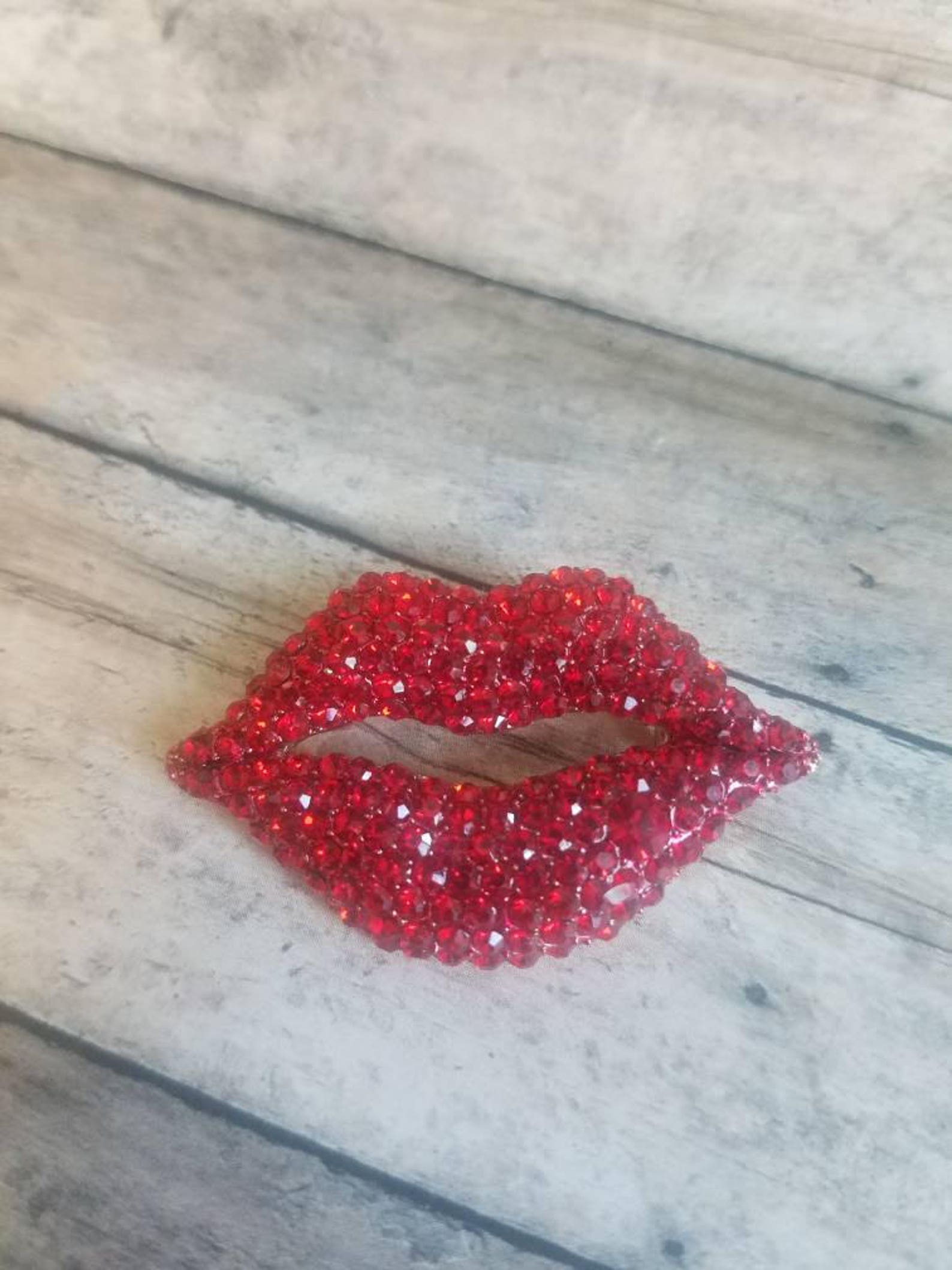 Red Lips Brooch, Gifts for Her, Statement Brooch, Fancy Brooch, Crystal ...