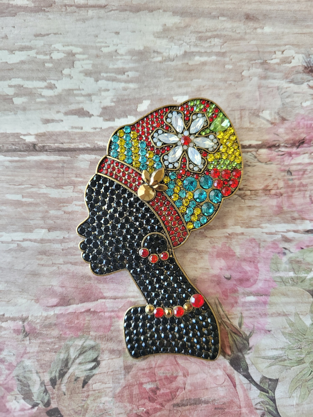 Crystal Female Brooch, Nubian Goddess Brooch, Crystal Figural Brooch ...