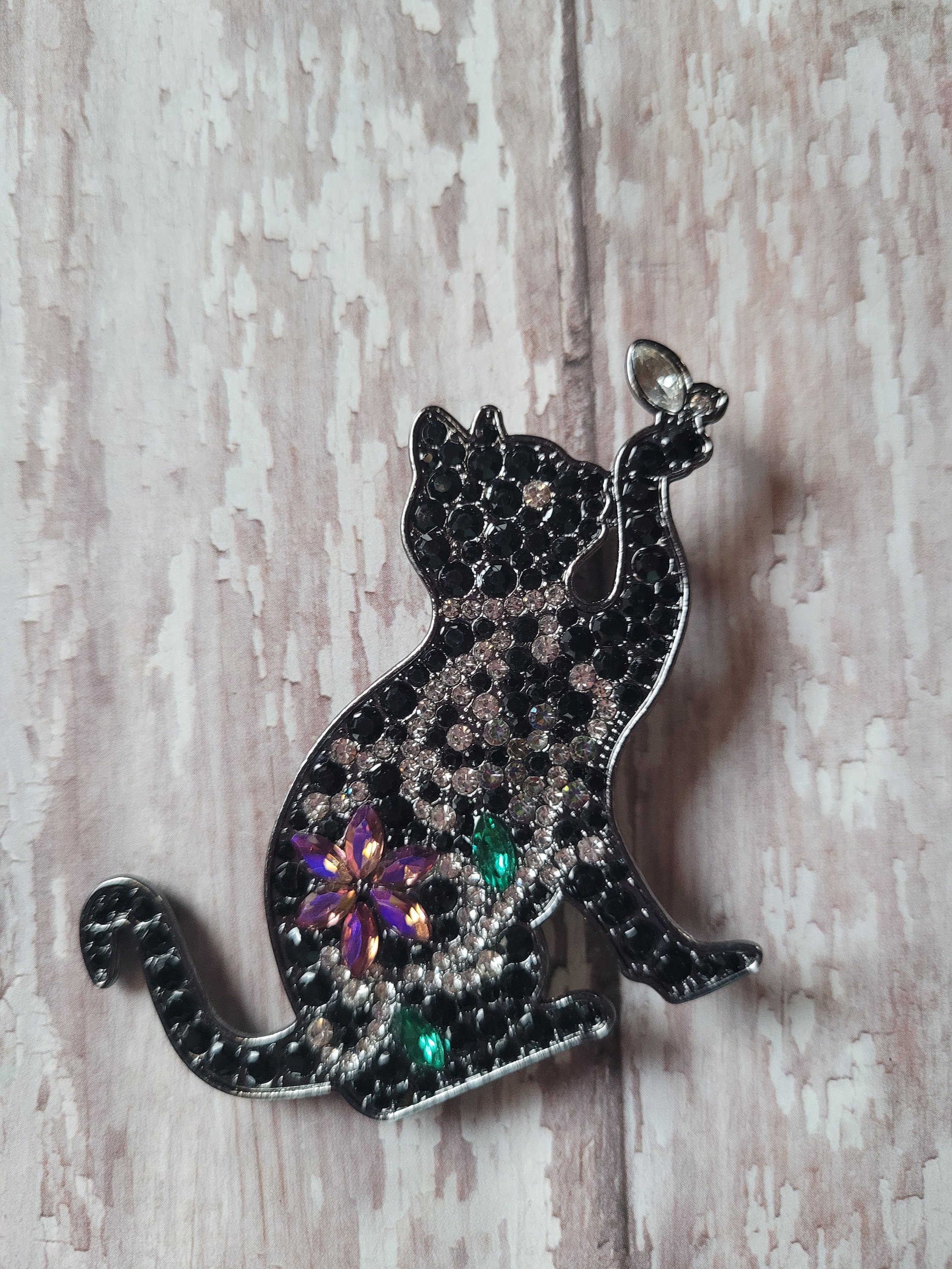Black Cat Brooch, Crystal Black Cat Brooch, I Love Cats, Cute Black ...
