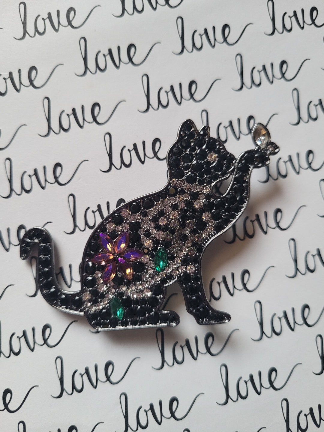 Black Cat Brooch, Crystal Black Cat Brooch, I Love Cats, Cute Black ...