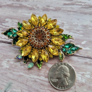 Sunflower Crystal Brooch, Gifts for Her, Beautiful Statement Brooch ...