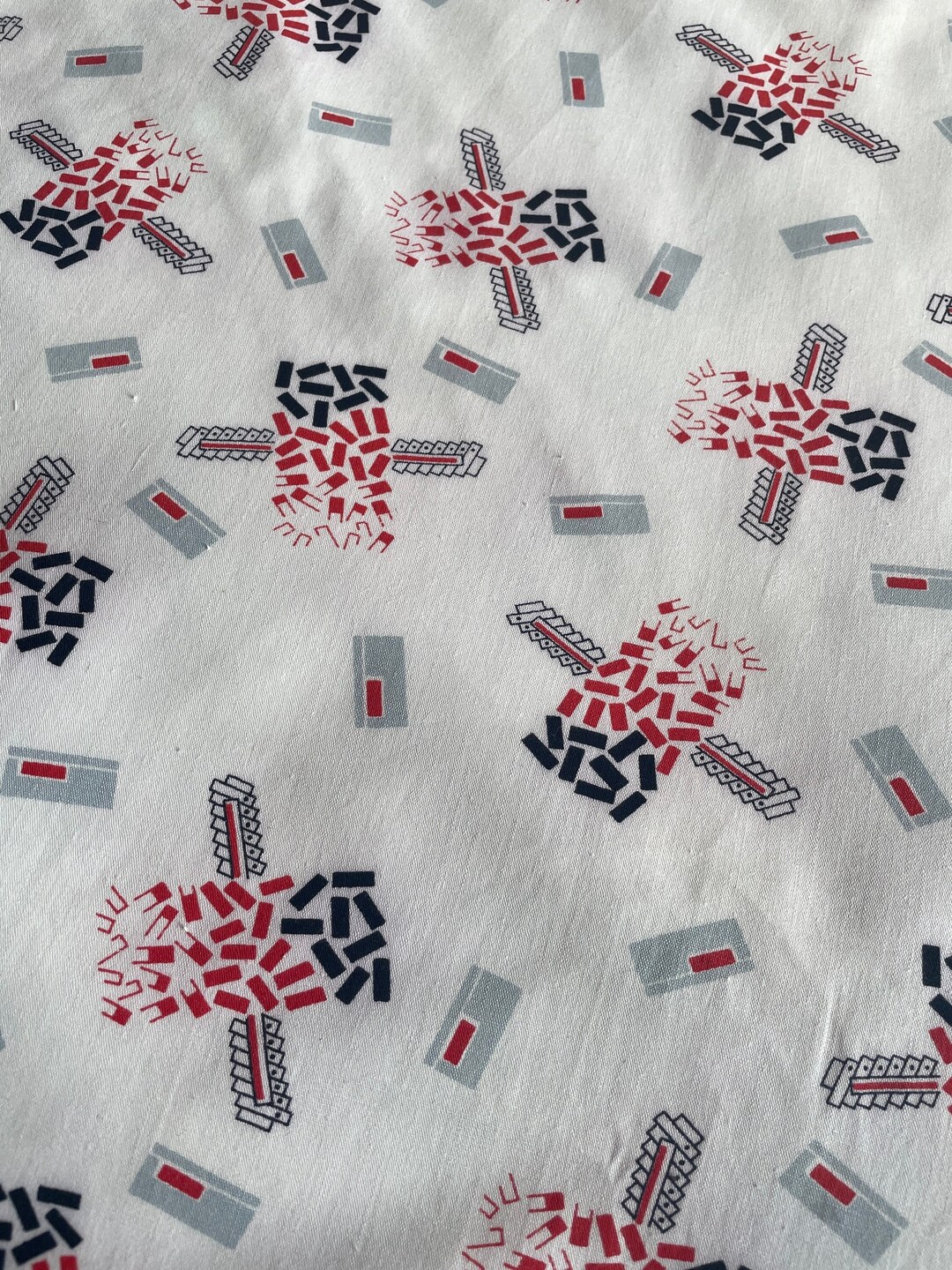 Mid Century Modern Geometric Fabric by the Yard 36 Wide Gray Red White ...