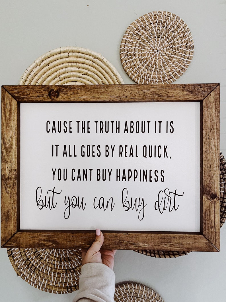 Buy Dirt Lyric Sign You Cant Buy Happiness Framed - Etsy