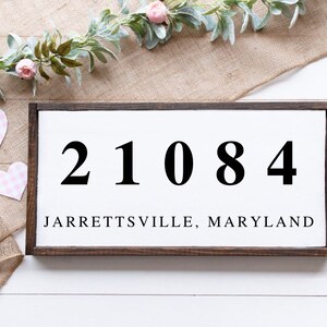 Zip Code Sign Modern Farmhouse City Sign Guest Room Decor Large Wall ...