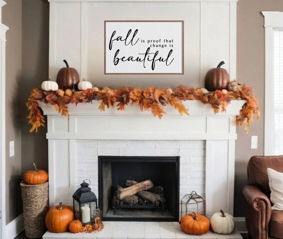Fall is in the Air, Mantel Sign, Halloween Decor, Modern Framed Sign ...