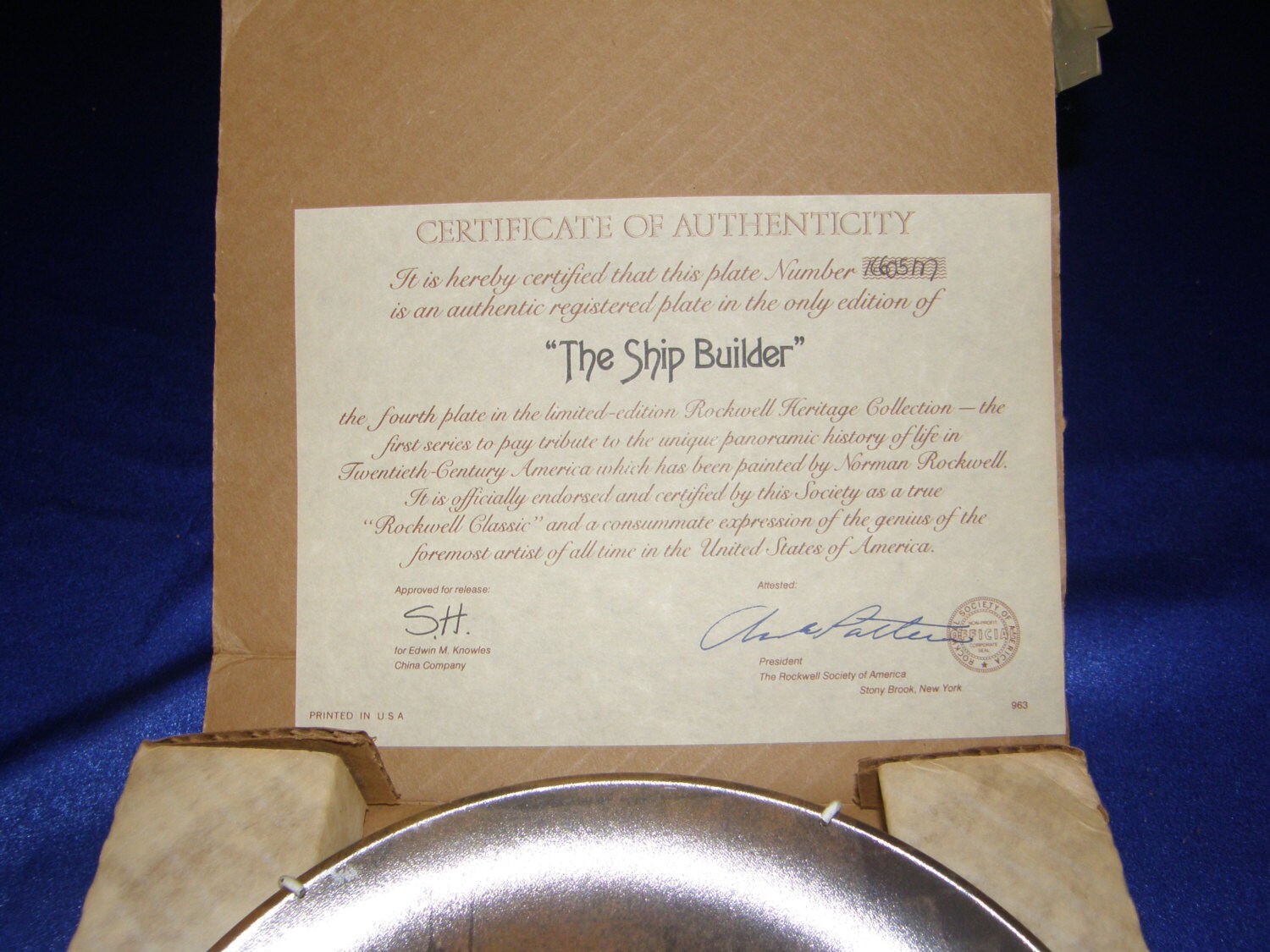 Norman Rockwell Plate "the Ship Builder" Heritage Collection Knowles W ...