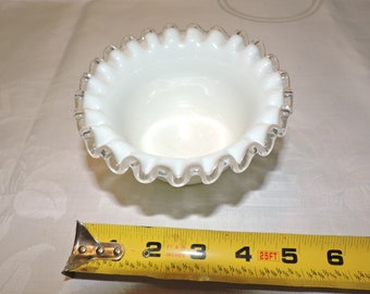 Fenton White Ruffle Bowl | Etsy