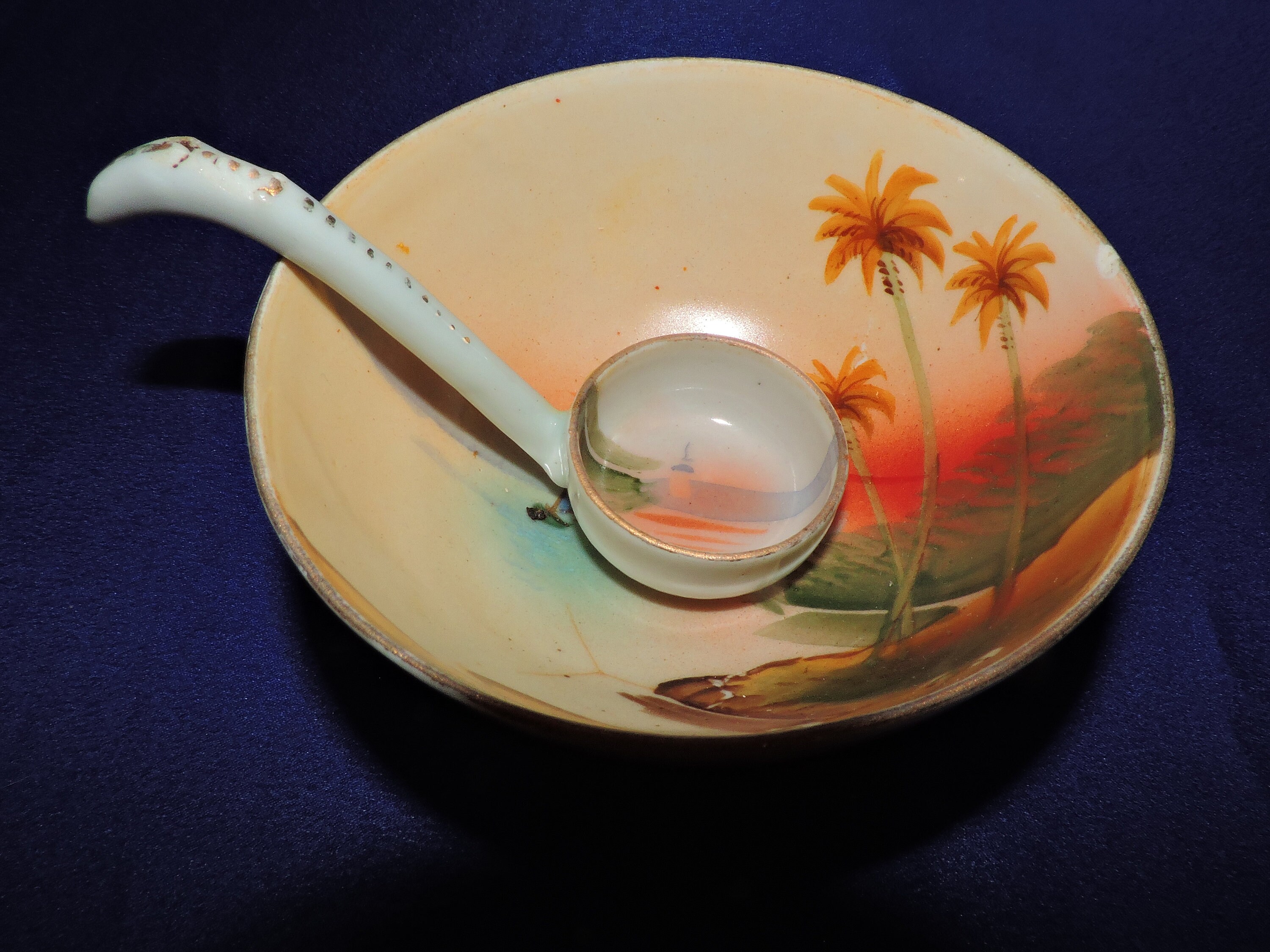 Nippon Hand Painted 3 Footed Scenery Bowl and Spoon Ladle. - Etsy Canada