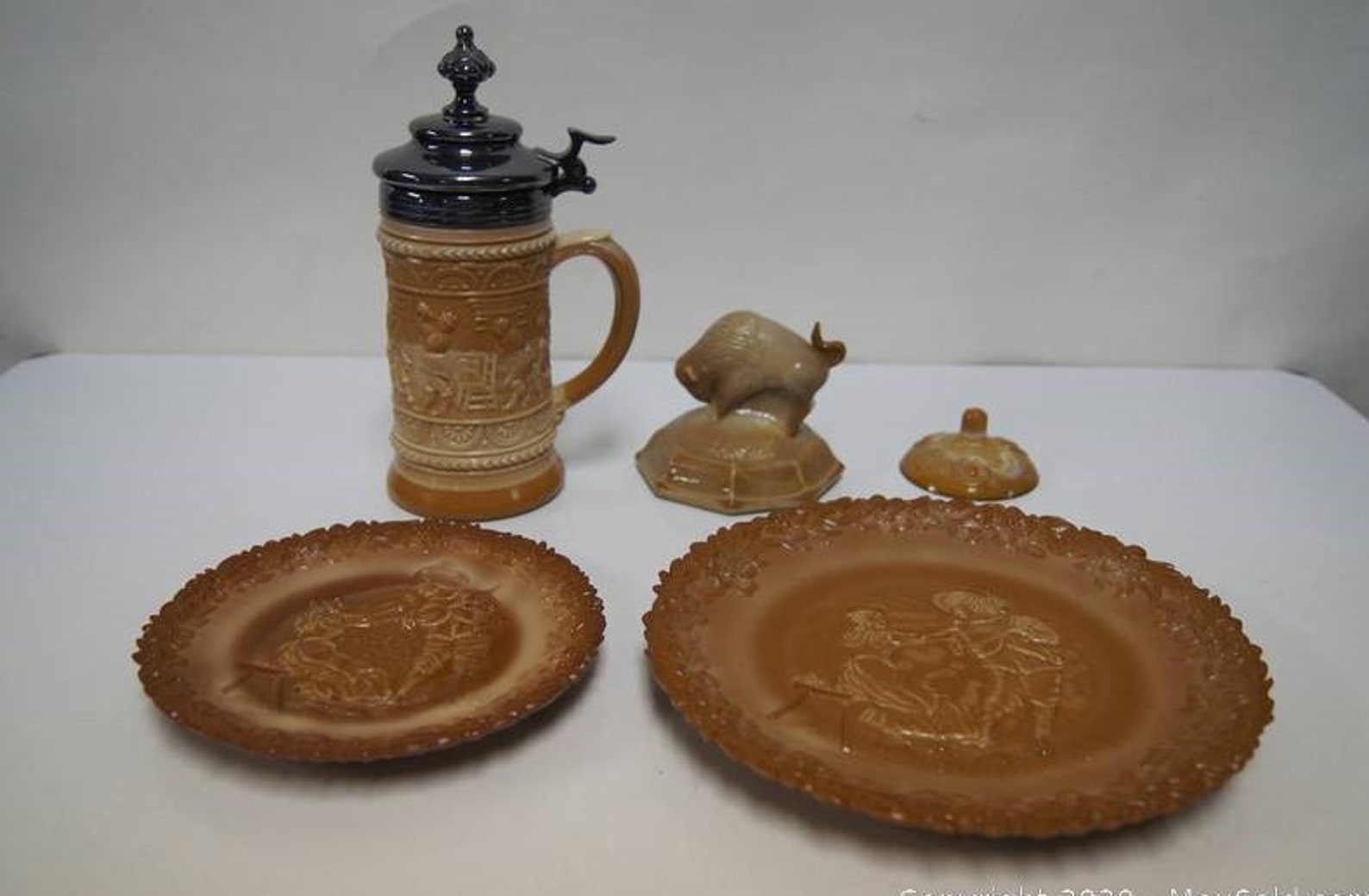 ANTIQUE Greentown Indiana CHOCOLATE GLASS & Slag Glass Plates - Etsy ...