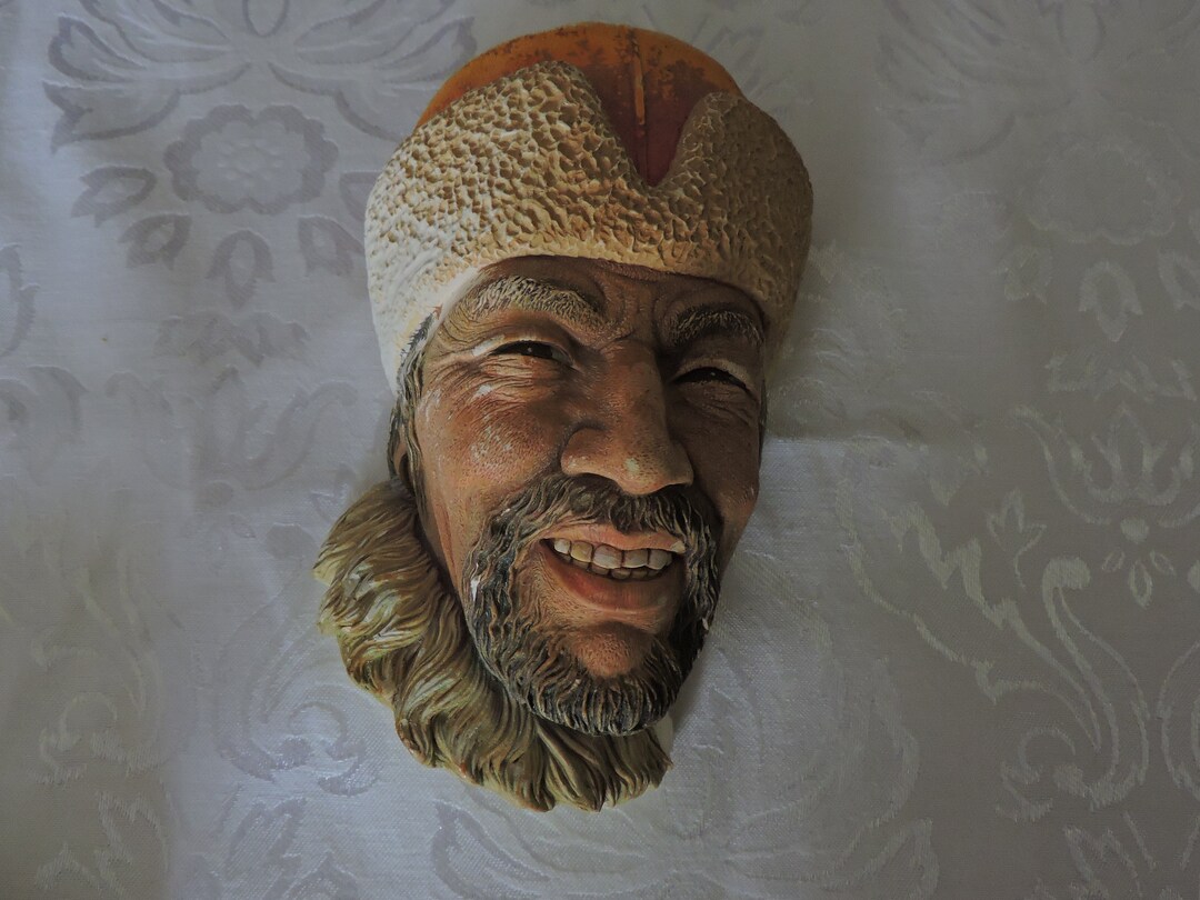 Bossons HIMALAYAN Head Hand Painted Chalkware Wall Decor England 1966 ...