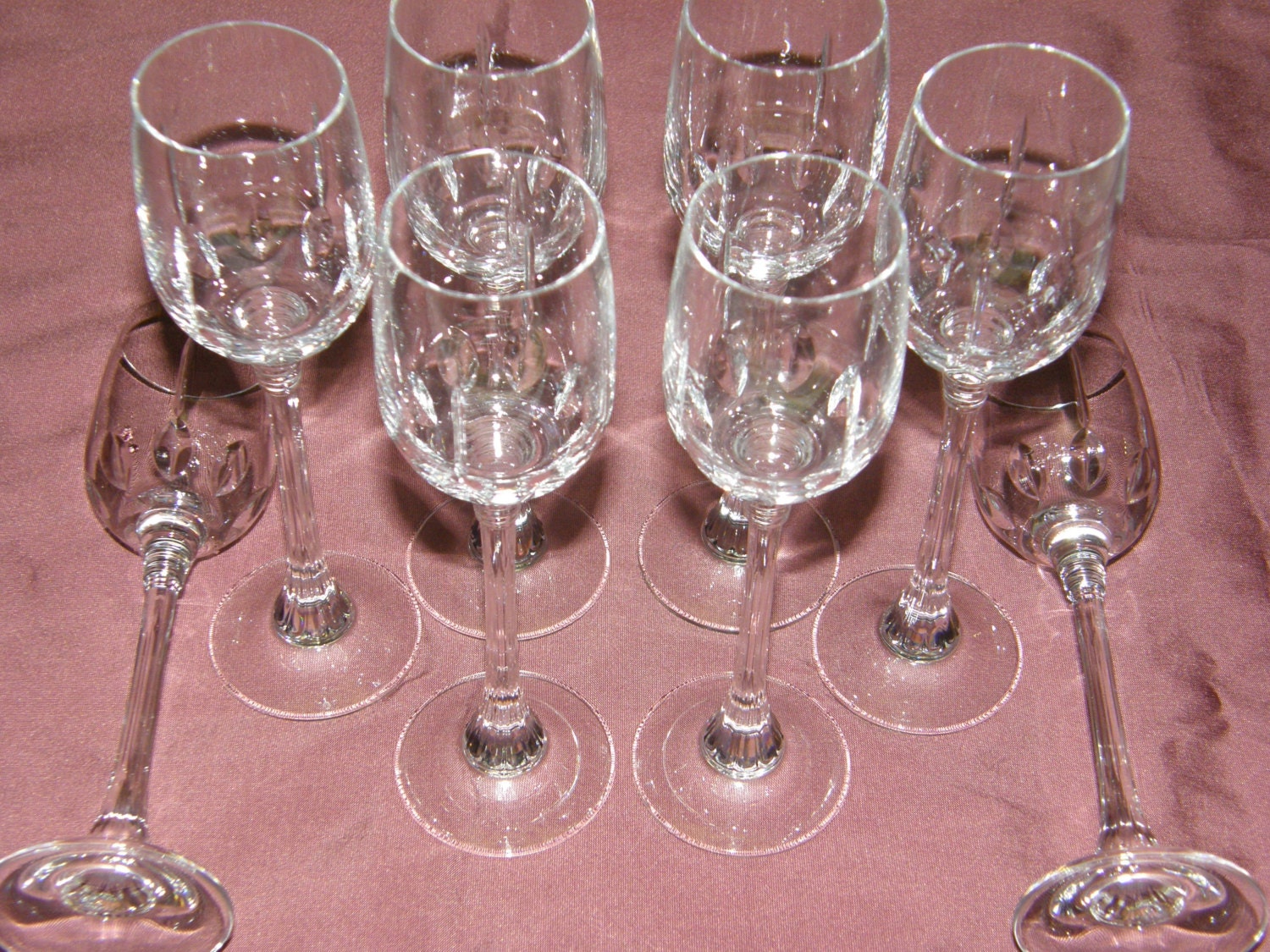 Set of Eight 8 Elegant Crystal Clear Wine Glasses with | Etsy