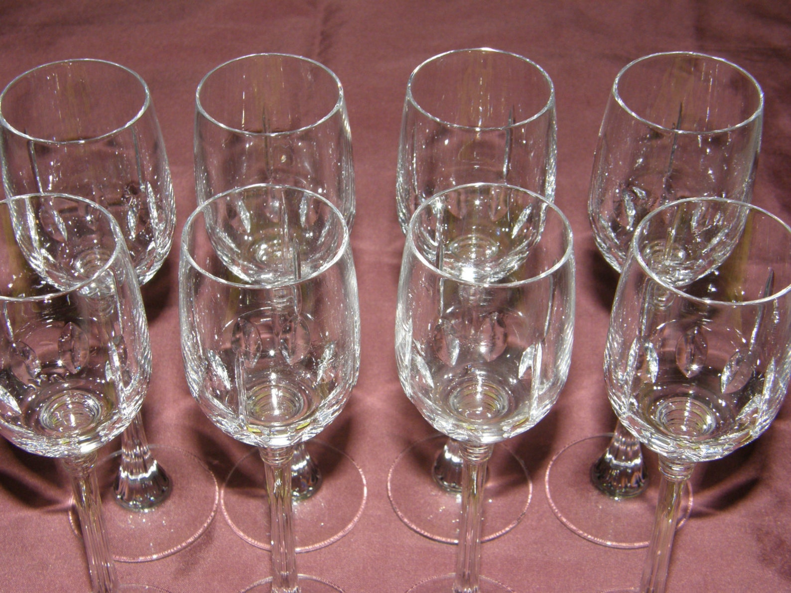 Set of Eight 8 Elegant Crystal Clear Wine Glasses with | Etsy