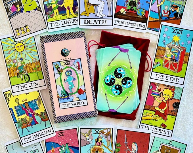 Nostalgic TV Tarot Deck Hand-illustrated Cartoon Pop Culture Adult ...