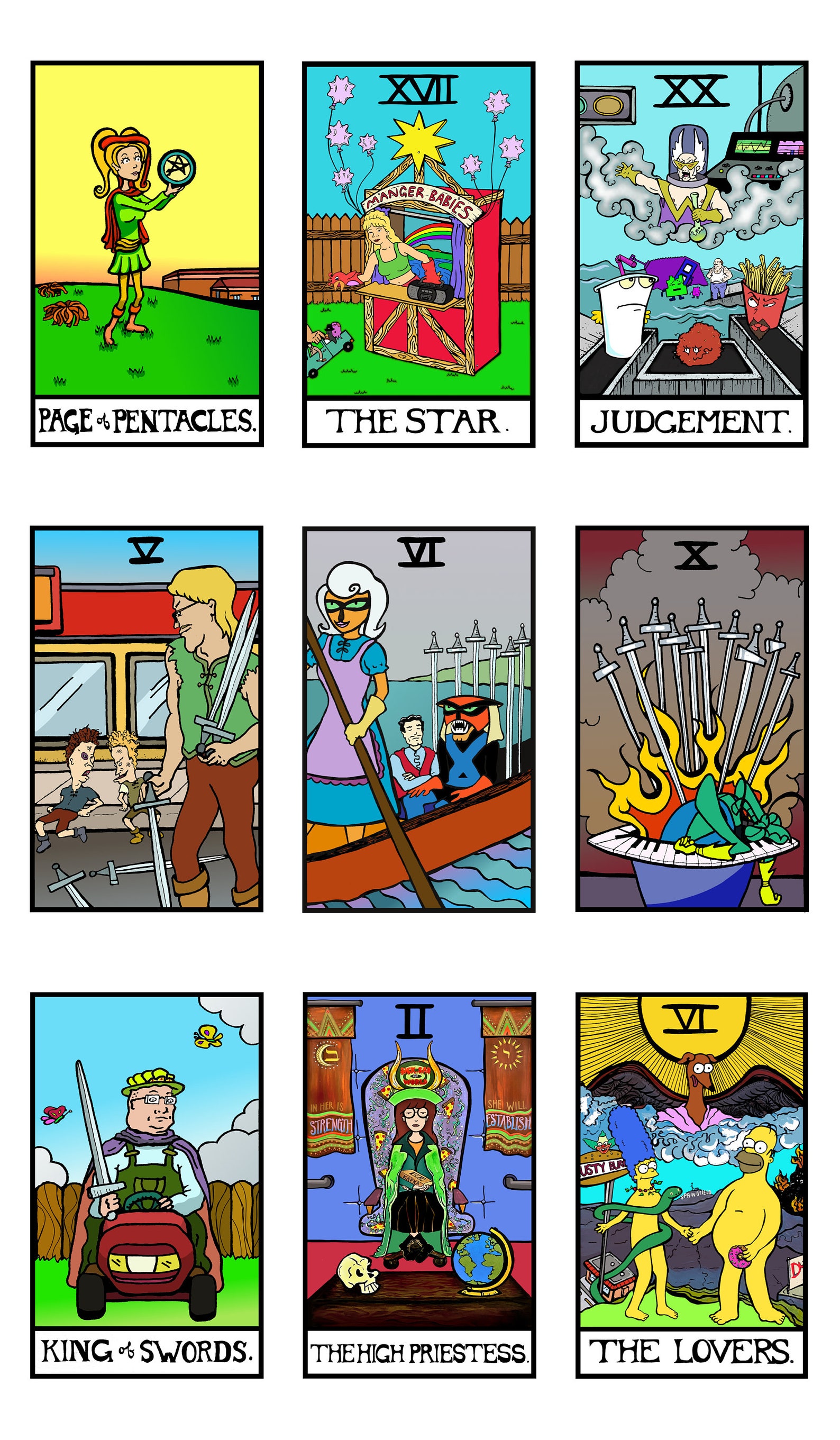 Nostalgic TV Tarot Deck Hand-illustrated Cartoon Pop Culture - Etsy UK