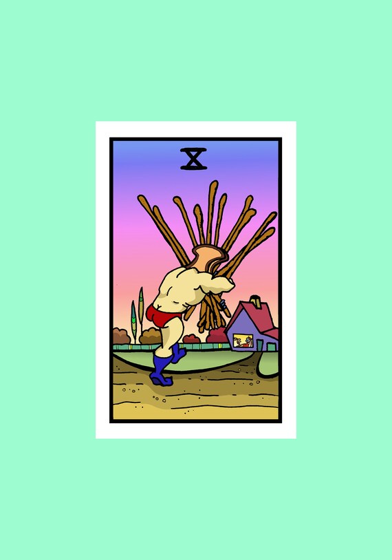 Powdered Toast Man With Ren and Stimpy as the 10 of Wands | Etsy
