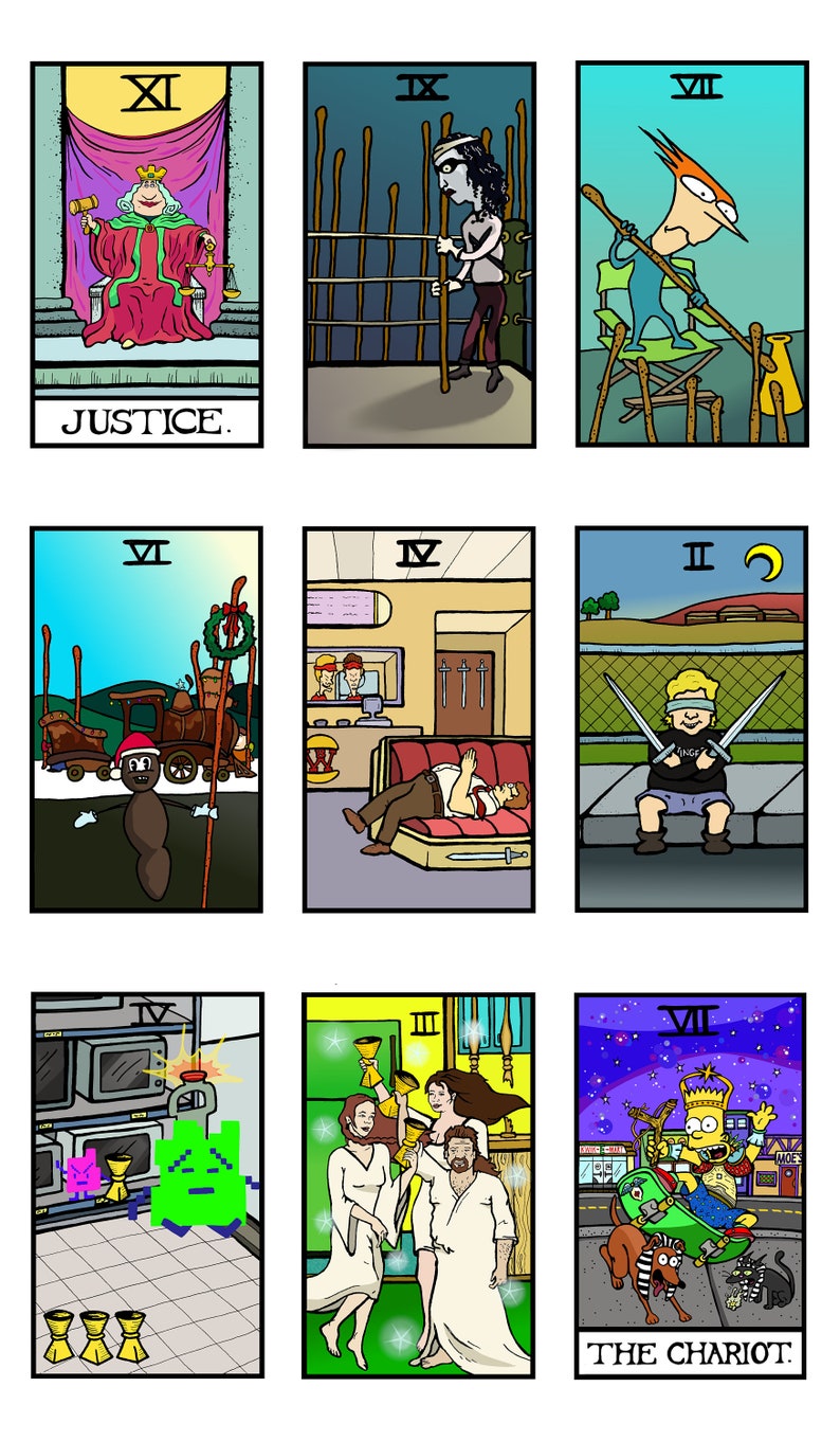 Nostalgic TV Tarot Deck Hand-Illustrated Cartoon Pop Culture | Etsy