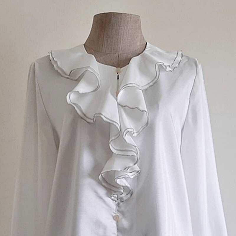 White Ruffle Blouse - Etsy