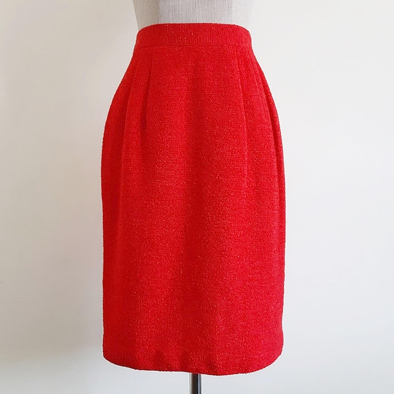Red Wool Skirt - Etsy