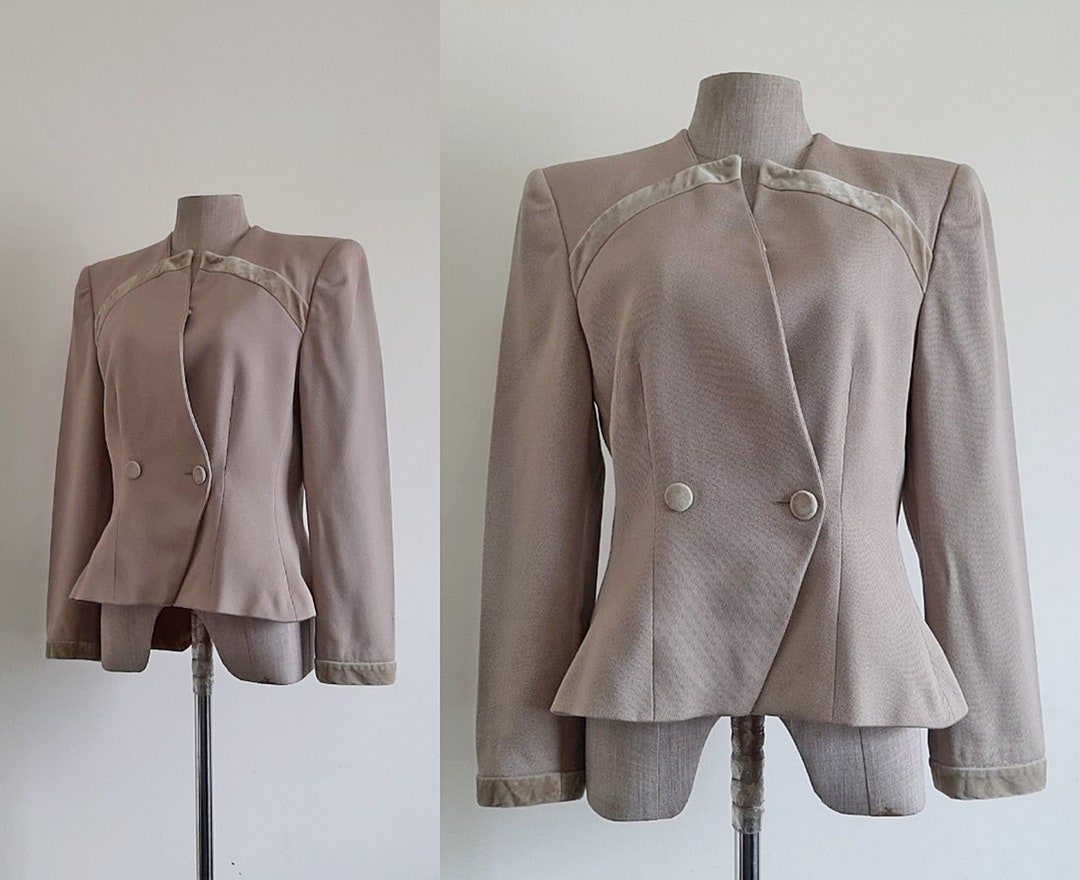 EMPORIO ARMANI Beige Wool Jacket Vintage Peplum Jacket Womens - Etsy